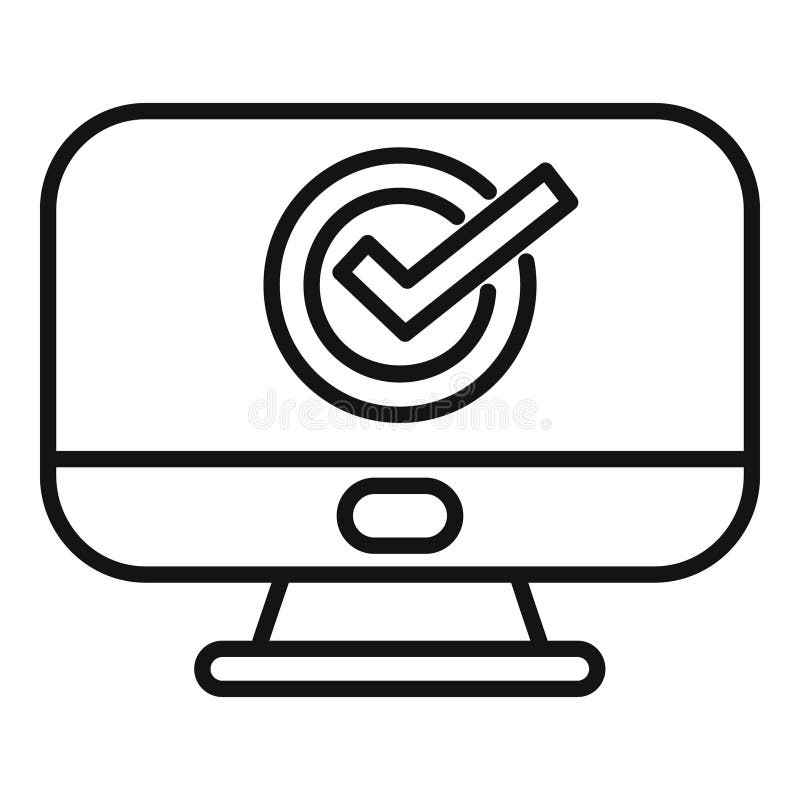 Computer Showing Check Mark Icon for Online Survey Stock Illustration ...