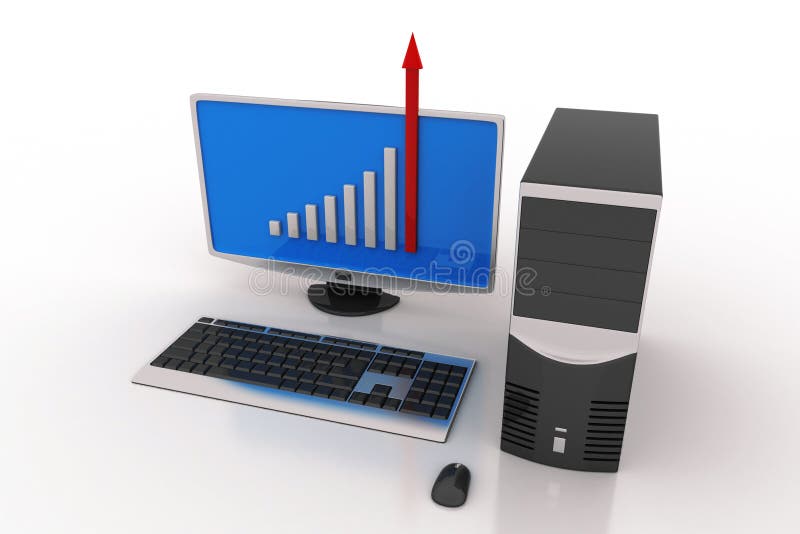 Computer Showing a Finance Graph Stock Illustration - Illustration of ...