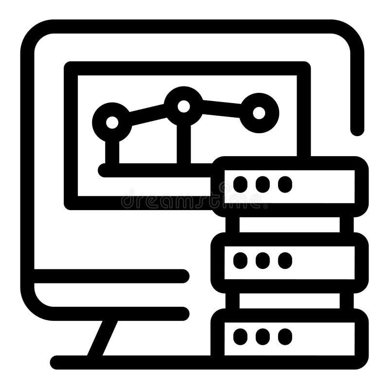 Computer Showing Growing Statistics Chart and Server Storage Icon Stock ...