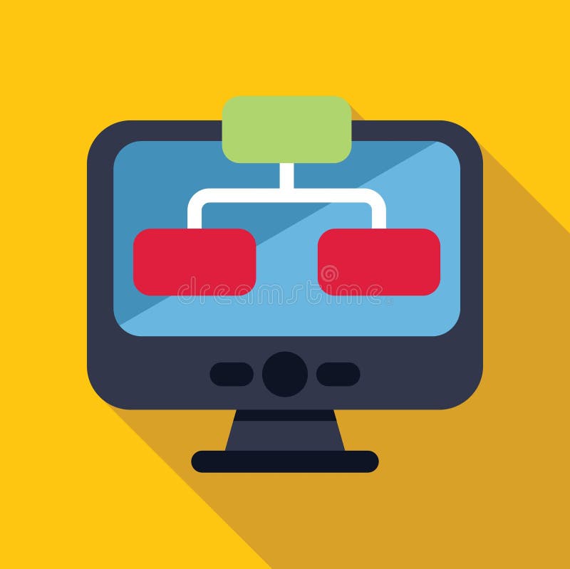 Computer Showing Local Area Network Diagram Icon Stock Illustration ...