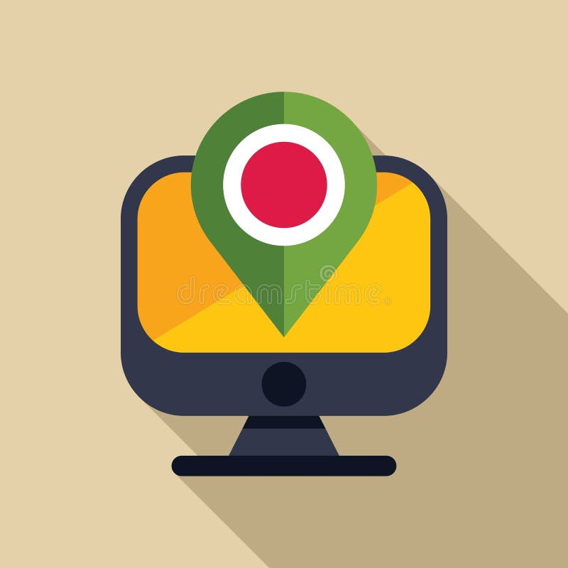 Computer Showing Location Pin with Japanese Flag Inside Stock Vector ...