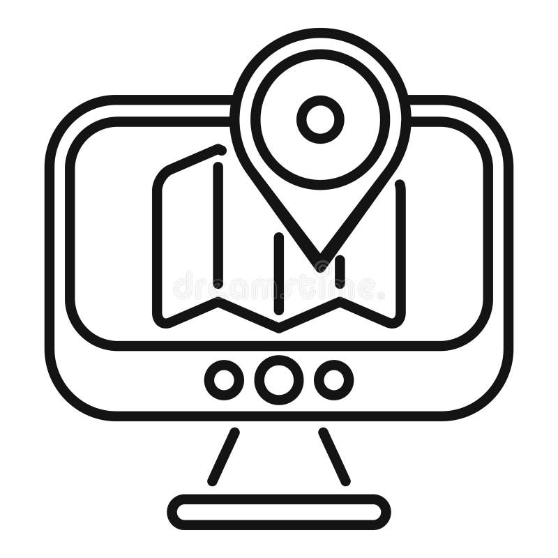 Computer Showing Location Pin on Map for Online Navigation Stock Vector ...
