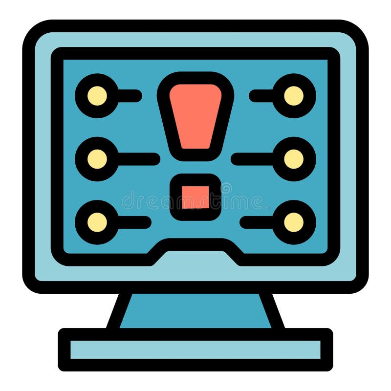 Computer Showing Monitoring System Interface With Buttons And Indicators Stock Vector