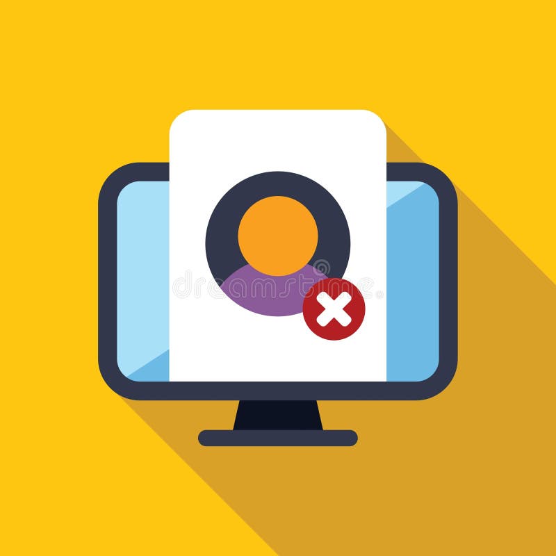 Computer Showing User Profile Being Deleted on Yellow Background Stock ...