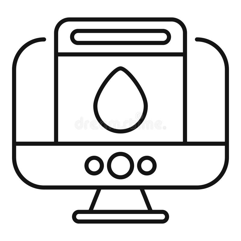 Computer Showing Water Drop Icon for Online Hydration Tracker App Stock ...