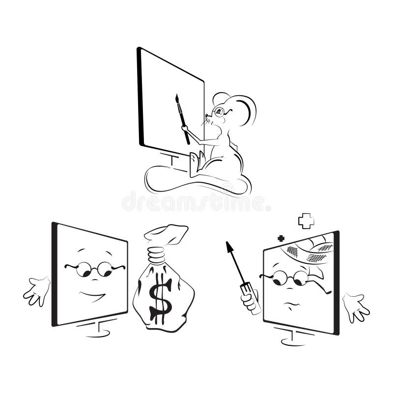 Computer is Sick, Drawing, Money Stock Vector - Illustration of laptop ...