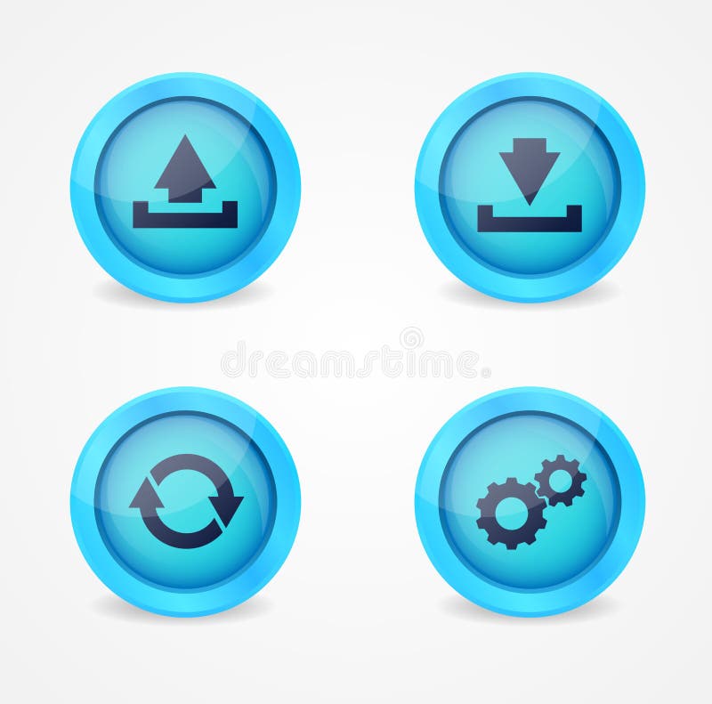 Computer Signs on Glossy Icons Stock Vector - Illustration of element ...