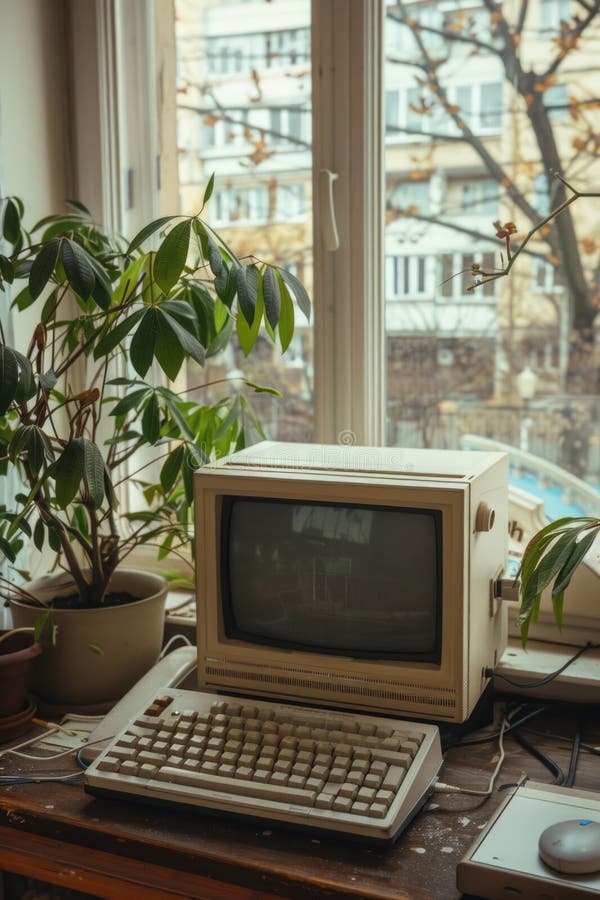 Computer Sitting Wooden Desk Suitable Office Home Use Stock Photos ...