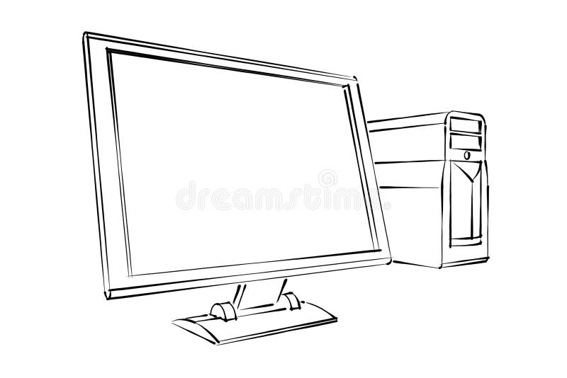 Sketch of computer stock illustration. Illustration of white - 9242826