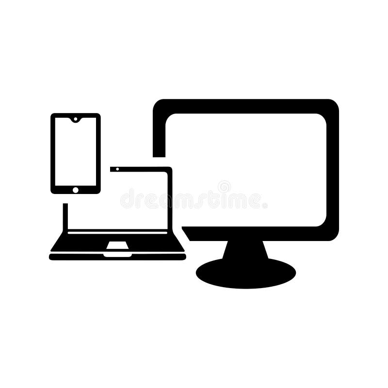 Computer, Smart Phone, Device Black Icon Stock Vector - Illustration of ...