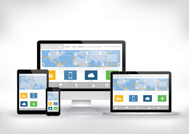 Computer, Smart Phone, Tablet , Laptop Screen Website Template Stock ...