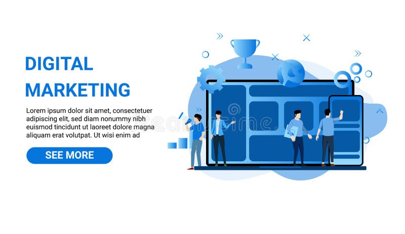 Computer and Smartphone Display with Small Floating Icons Stock Vector ...