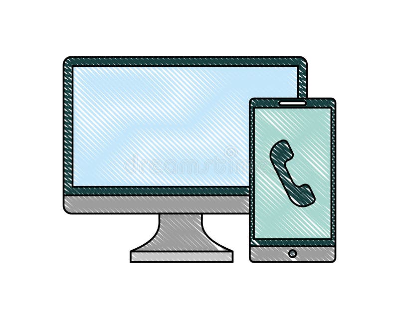 Computer Smartphone Telephone Communication Online Stock Illustration ...