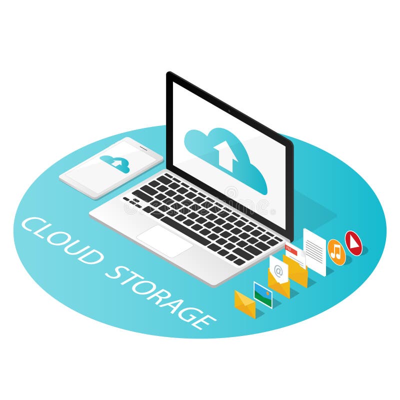 Isometric Computer Smartphone,upload Cloud Storage Backup Anywhere ...