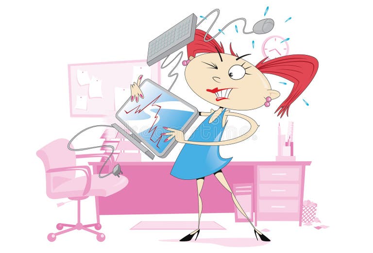 Computer smash Office Girl stock vector. Illustration of clerk - 15532609