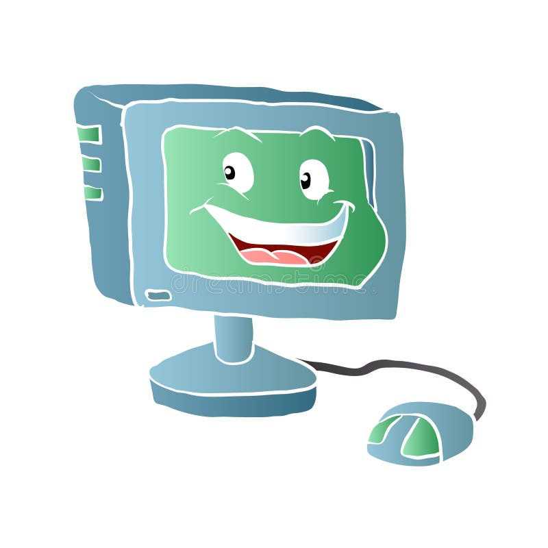 Computer Smile Cartoon stock vector. Illustration of communication ...