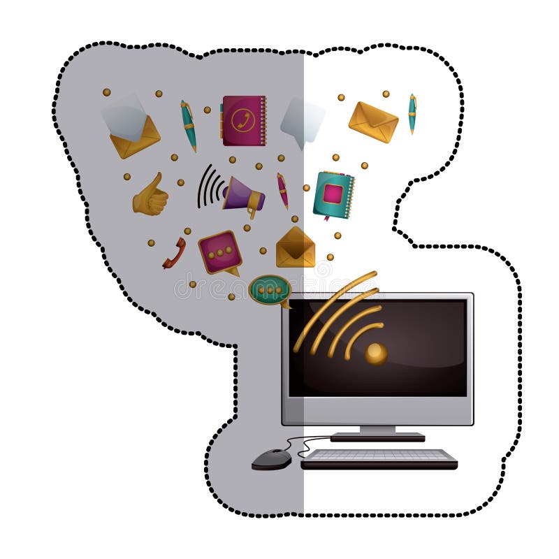 Computer Social Media and Multimedia Design Stock Vector - Illustration ...