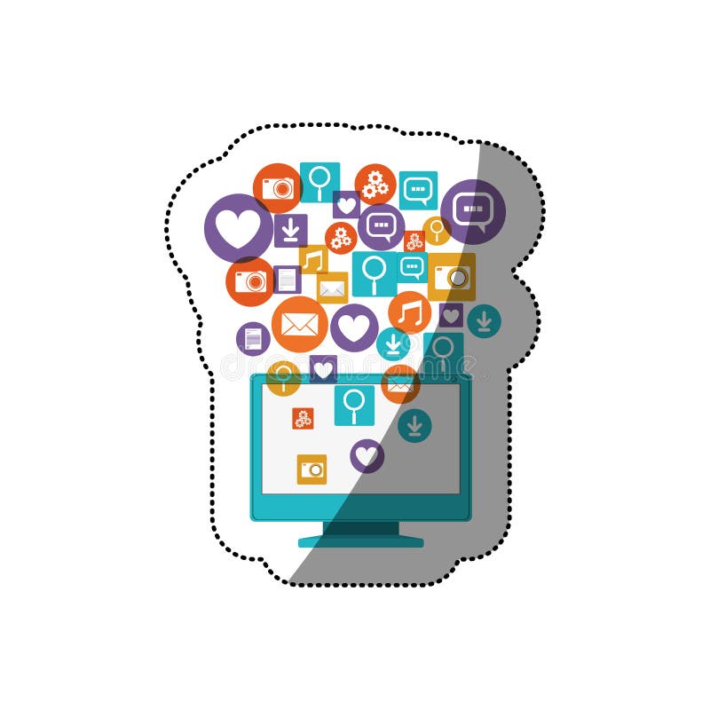 Computer Social Media and Multimedia Icon Set Design Stock Vector ...