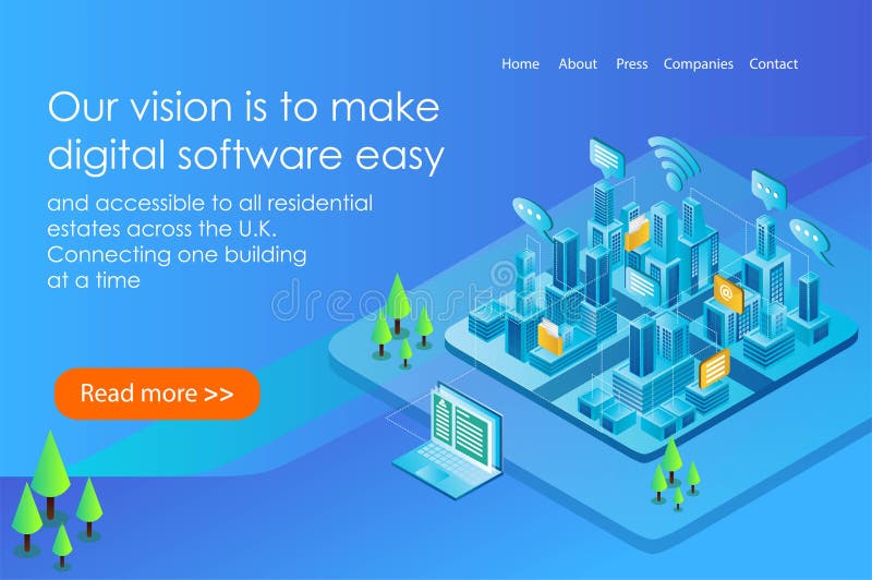 Computer with Social Media on Top of the Building Stock Illustration ...