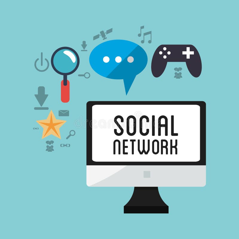Computer Social Network Game Chat Stock Vector - Illustration of blog ...