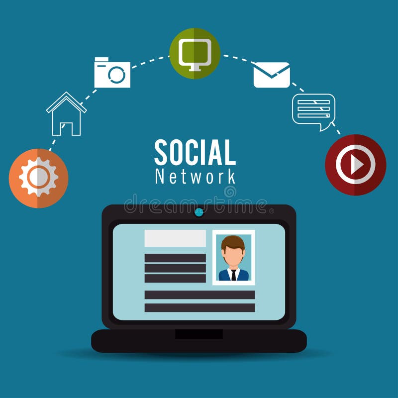 Computer Social Media Group Icons Stock Vector - Illustration of icon ...