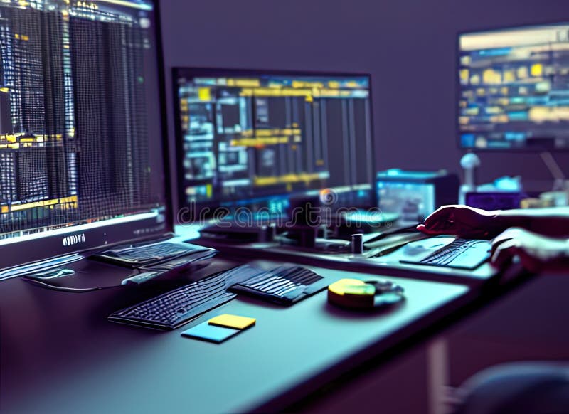 Applications Fictional Work Enviroment Scene Stock Illustrations – 1 ...