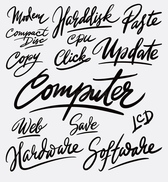 Computer and Software Handwriting Calligraphy Stock Illustration ...