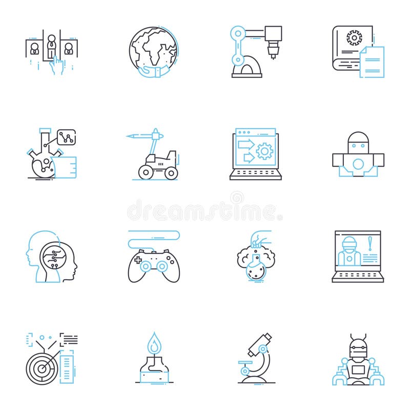 Computer Software Linear Icons Set Code Program Application Algorithm Interface Platform