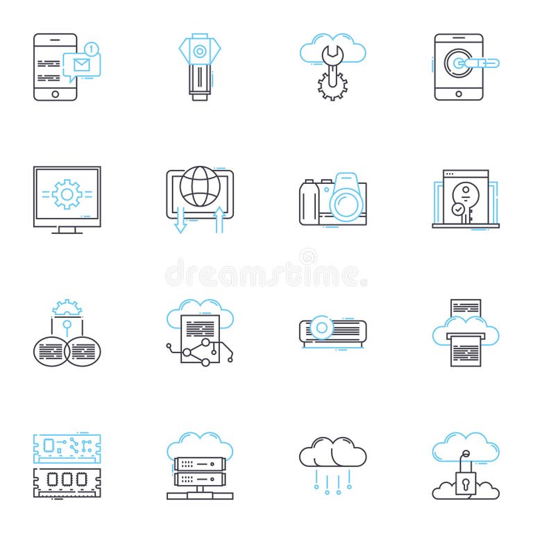 Computer Software Linear Icons Set. Programming, Coding, Debugging ...