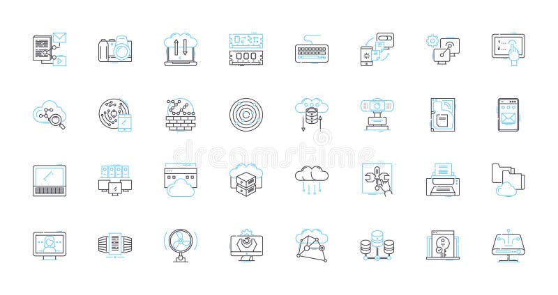 Computer Software Linear Icons Set Programming Coding Debugging Encryption Gaming 6558