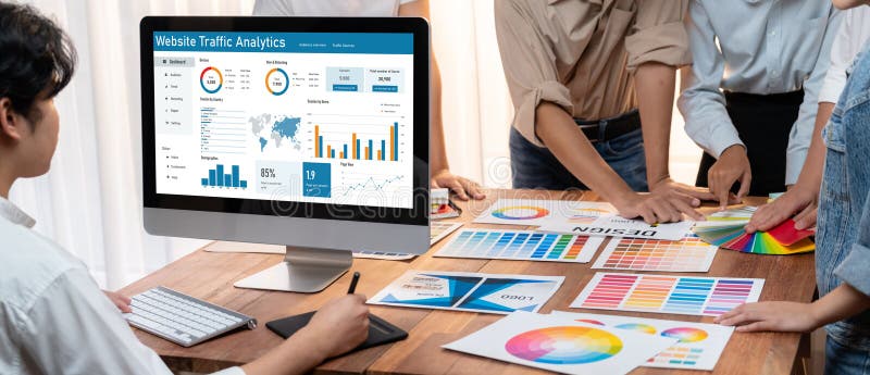 Computer Software for Website Traffic Analytics Data on Computer Screen ...