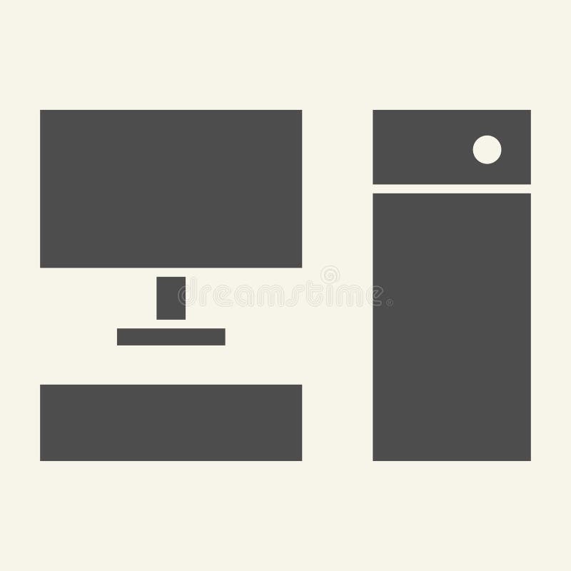 Computer Solid Icon. Pc Vector Illustration Isolated on White. Desktop ...