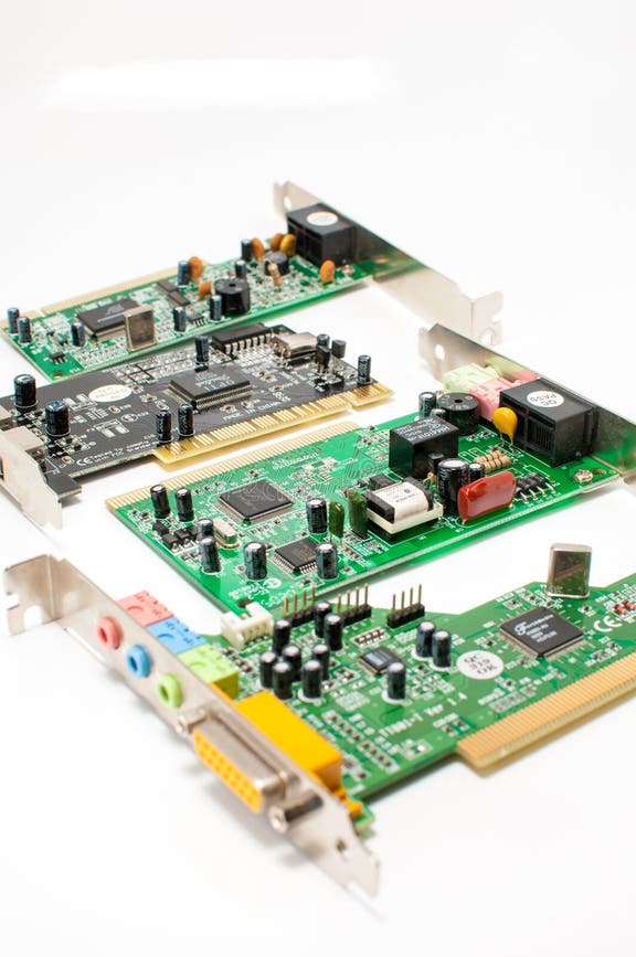 Computer Sound Card and USB Hub Isolated on White Stock Photo - Image ...