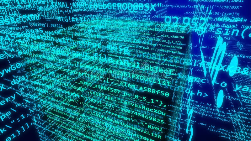 Computer Source Code and Stock Graph Chart on Monitor Screen. Modern ...