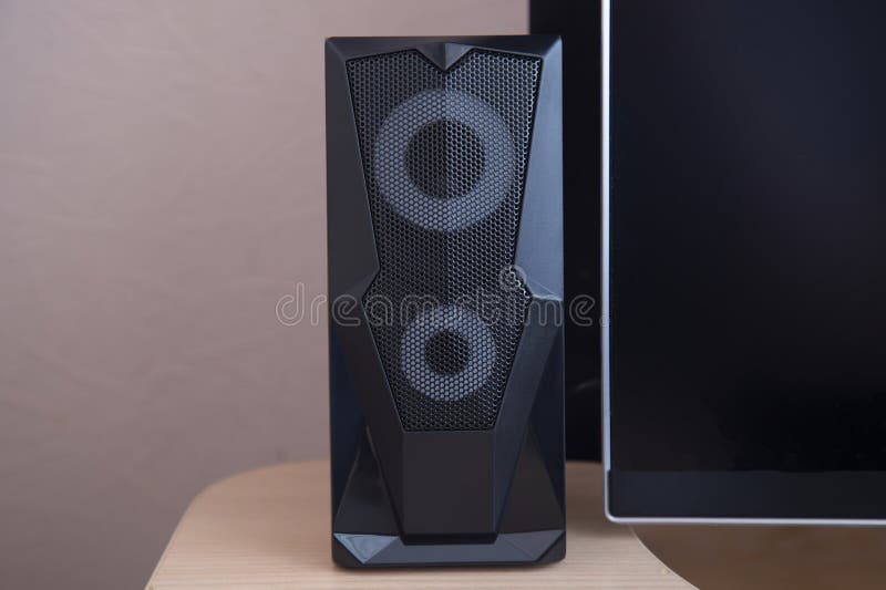Computer Speakers on the Table Next To the Monitor Stock Photo - Image ...