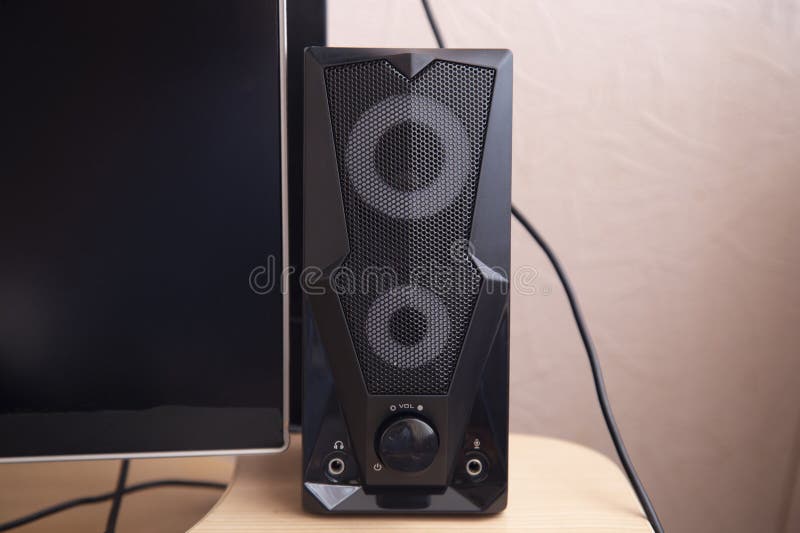 Computer Speakers on the Table Next To the Monitor Stock Photo - Image ...