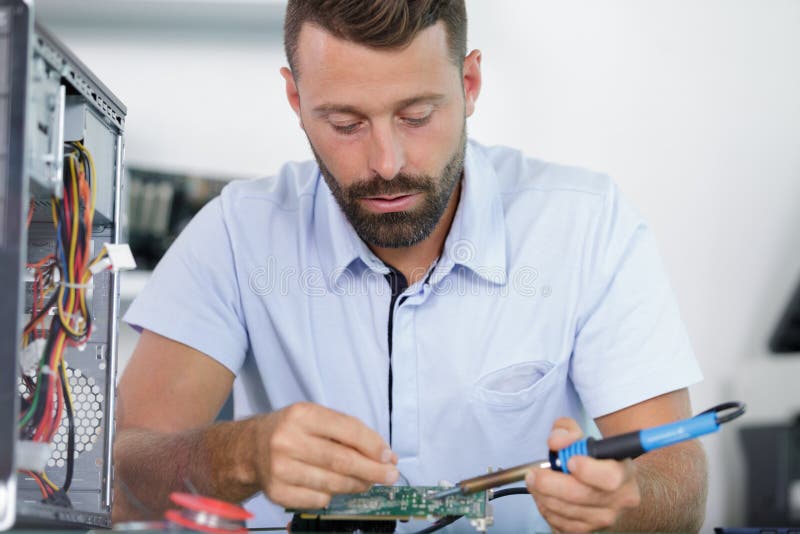 Computer Specialist Repairing Pc Stock Image - Image of repair ...