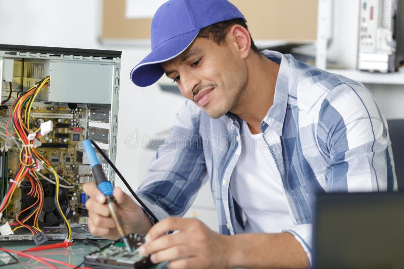 Computer Specialist Repairing Printed Circuit Stock Image - Image of ...