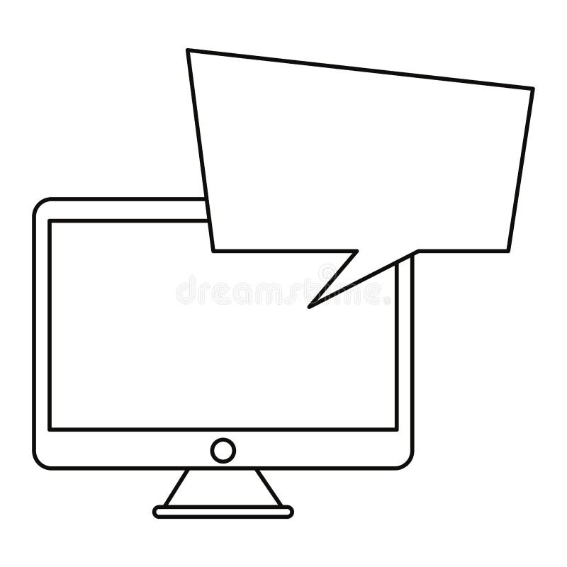 Computer Man Talk Speech Bubble Stock Vector - Illustration of icon ...