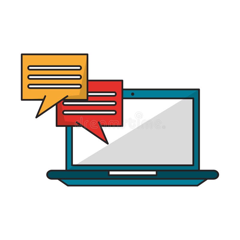 Computer and speech bubble stock vector. Illustration of message ...