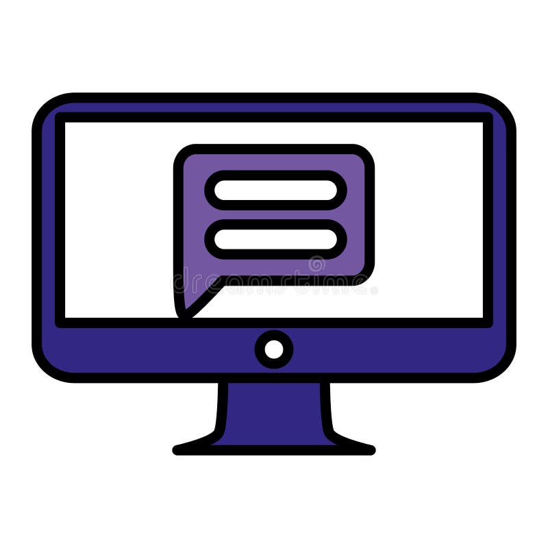 Computer with Speech Bubble Stock Vector - Illustration of device ...