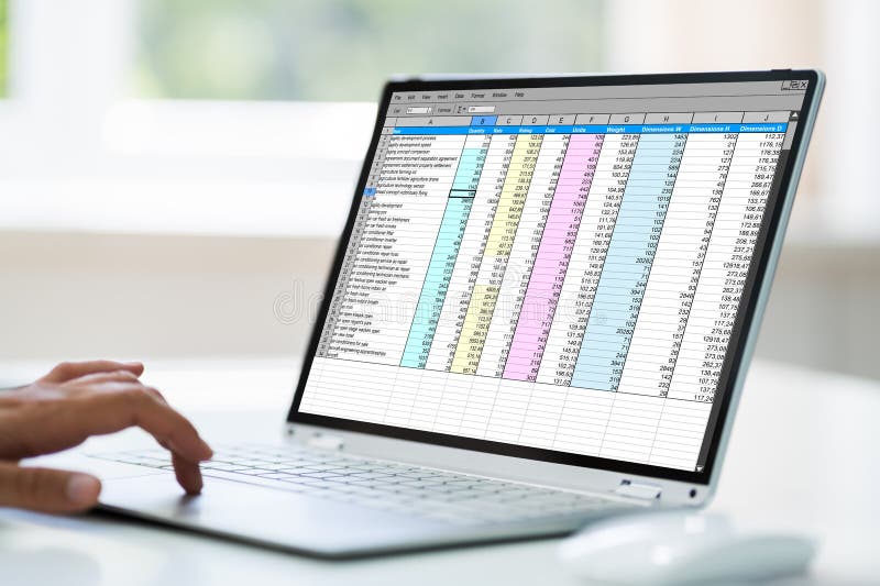 Computer Spreadsheet. Analyst Employee Working Stock Photo - Image of ...