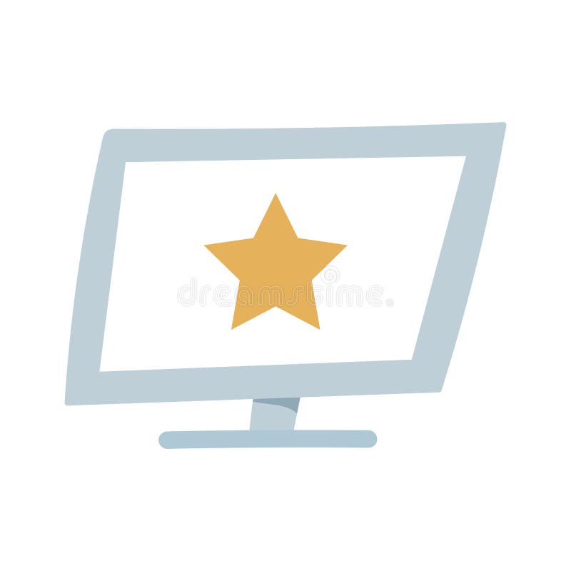 Computer with Star in Screen Device Isolated Icon Design Stock Vector ...