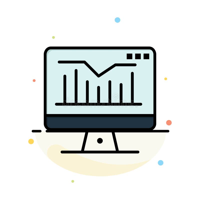 Computer, Static, Graph, Monitor Abstract Flat Color Icon Template ...