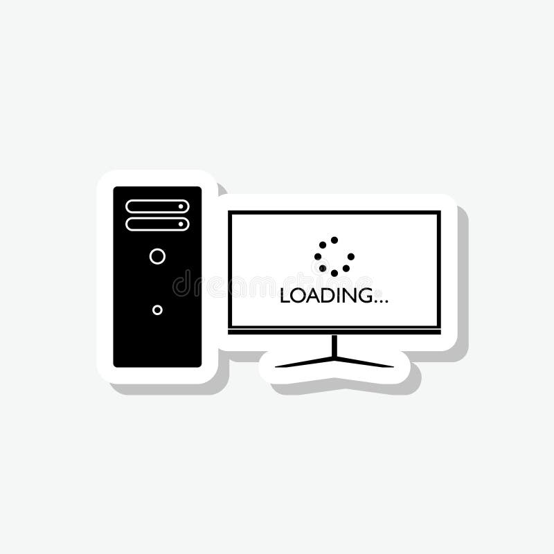 Computer Sticker Icon with Loading Symbol on the Screen Isolated on ...