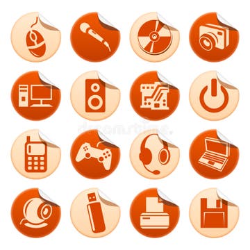 Computer stickers stock vector. Illustration of audio - 11102634