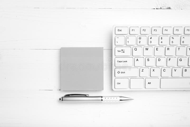 Computer and Sticky Note Black and White Color Style Stock Image ...