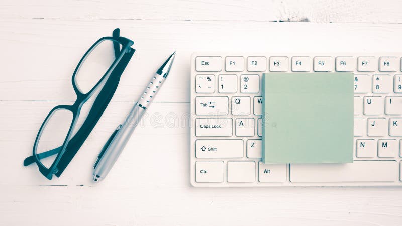 Computer and Sticky Note Black and White Color Style Stock Image ...
