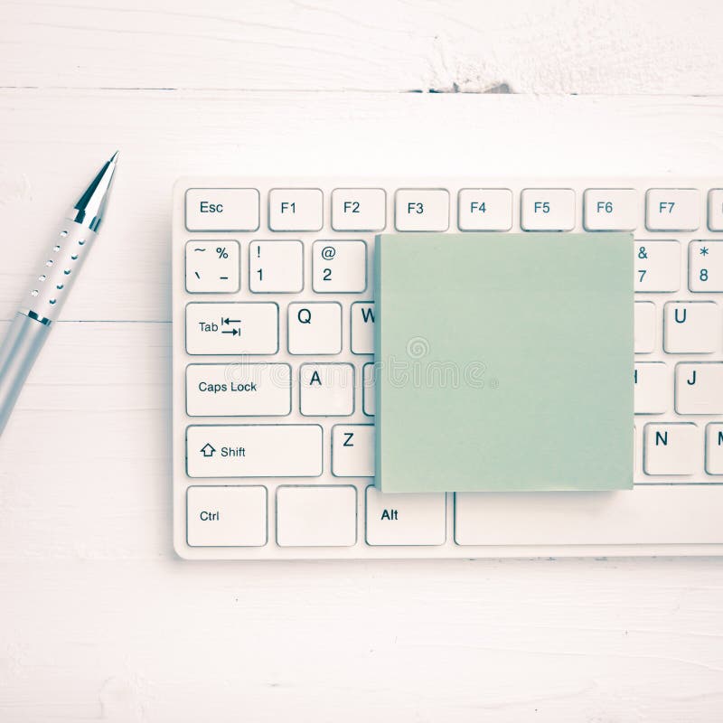 Computer and Sticky Note Black and White Color Style Stock Image ...