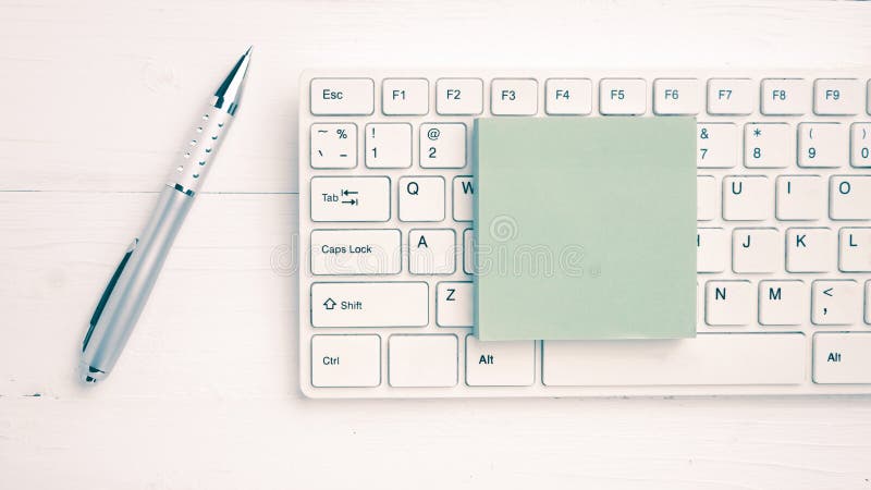Computer and Sticky Note Black and White Color Style Stock Image ...